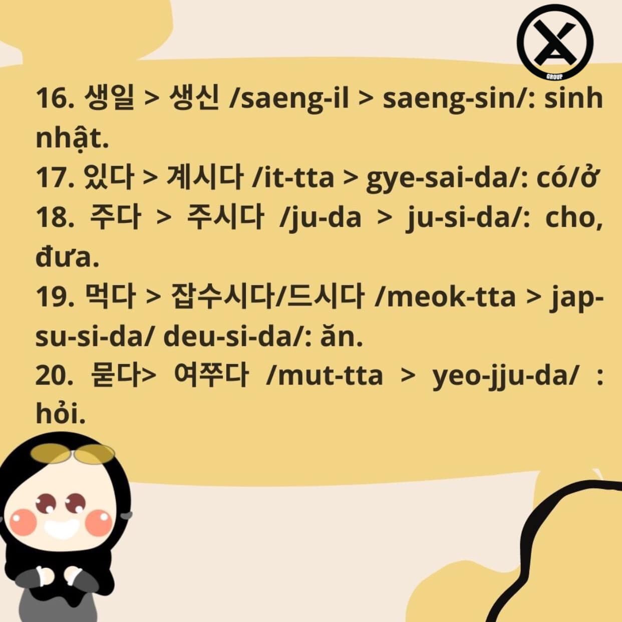 27 Từ vựng kính ngữ trong tiếng Hàn